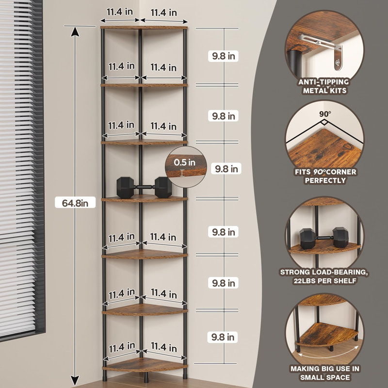 17 Stories Reaon 7-Tier Elevated Corner Plant Stand | Wayfair